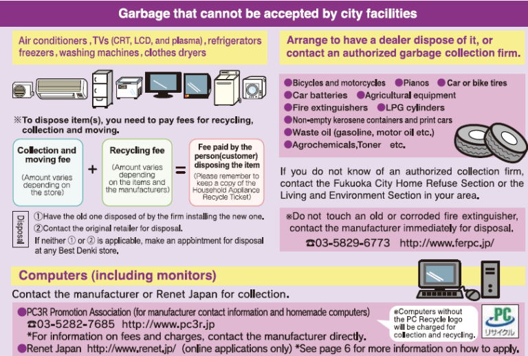 Fukuoka, Japan - Waste Disposal Rules (Gomi Guide)